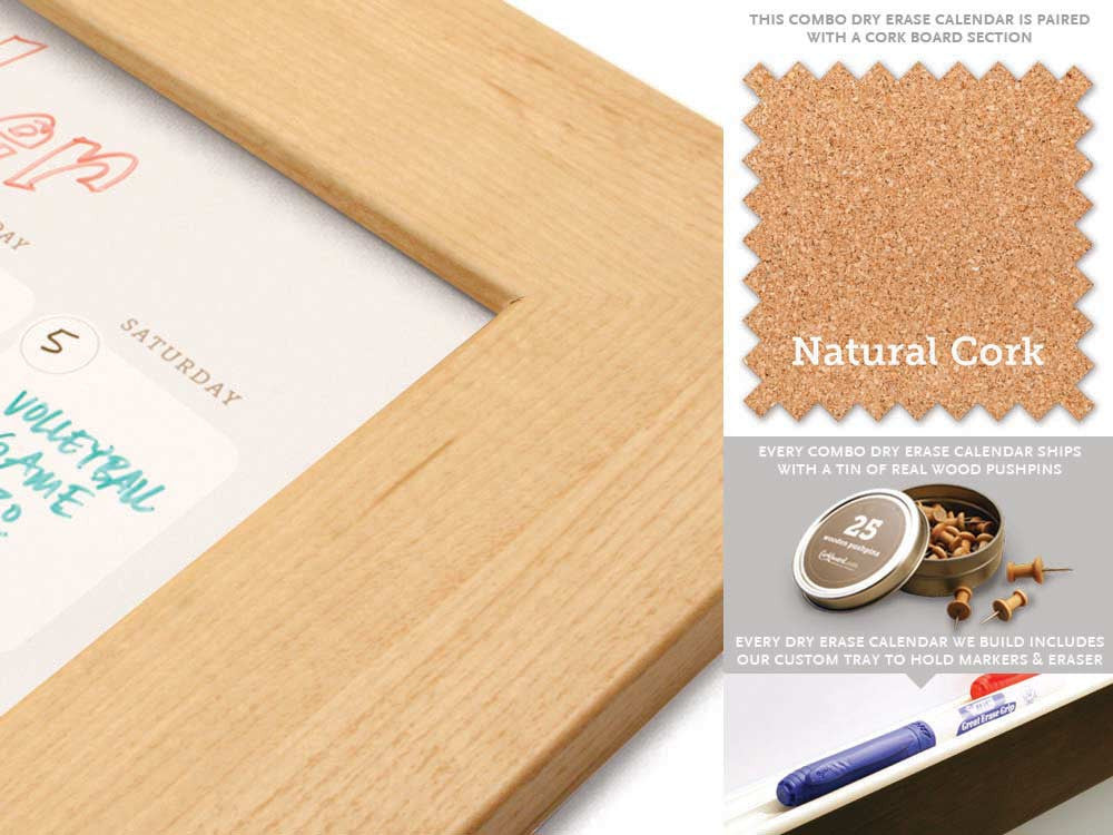 Dry Erase Calendar With Cork Board | Corkboard.com