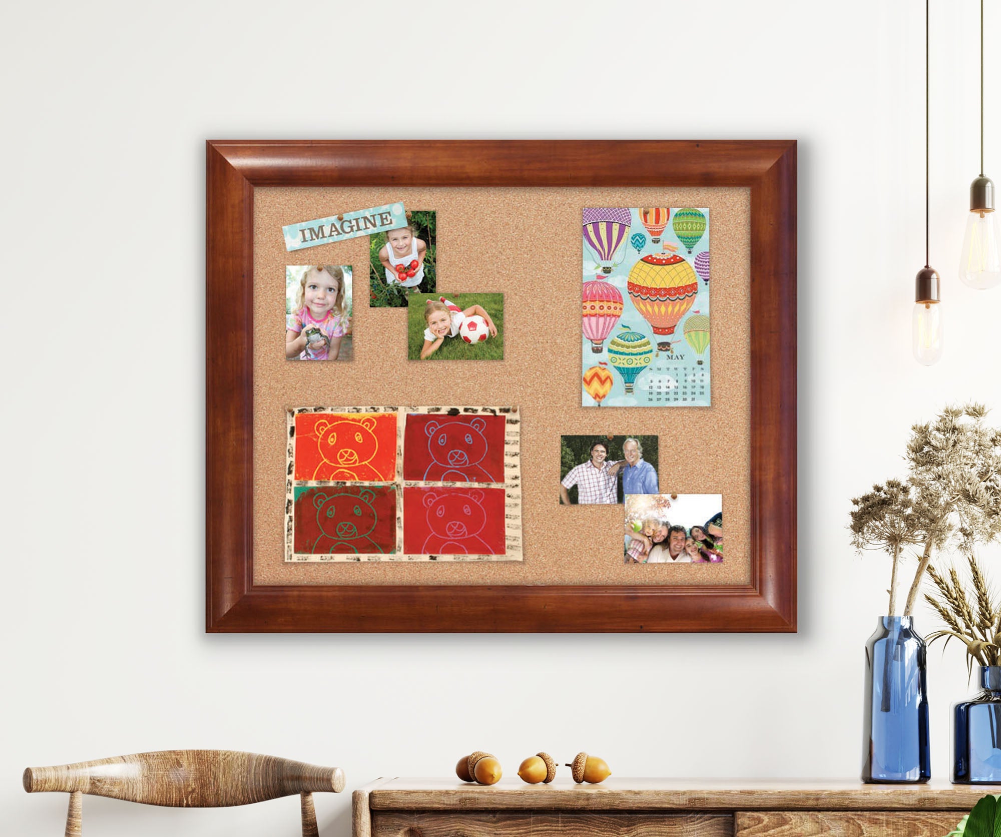 Cork Frame Whiteboard / Cork Board Combo Warm Oak Frame