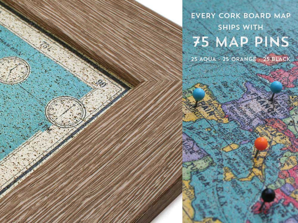 Cork Board World Map | World Map Bulletin Board | Corkboard.com