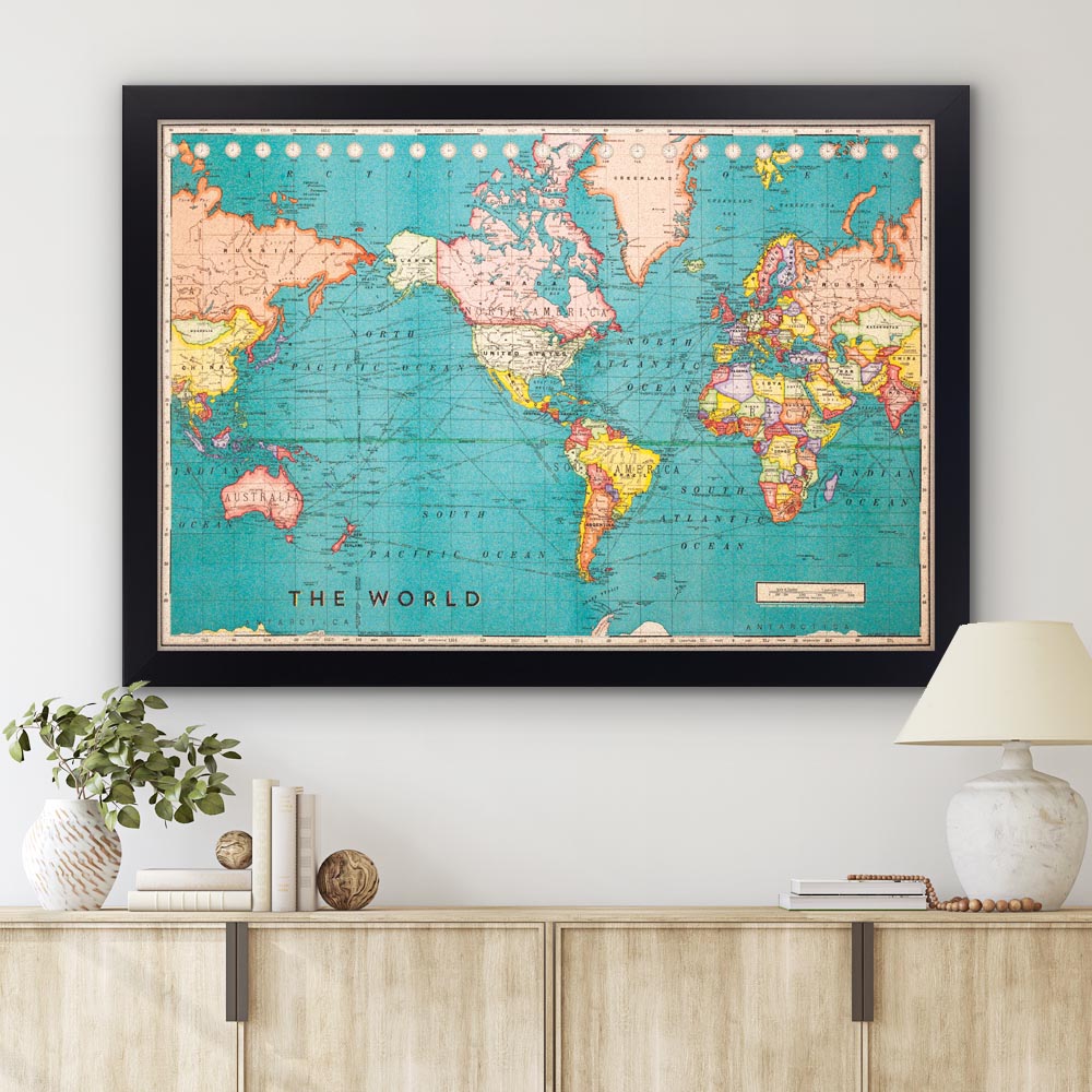 Cork Board World Map | World Map Bulletin Board | Corkboard.com